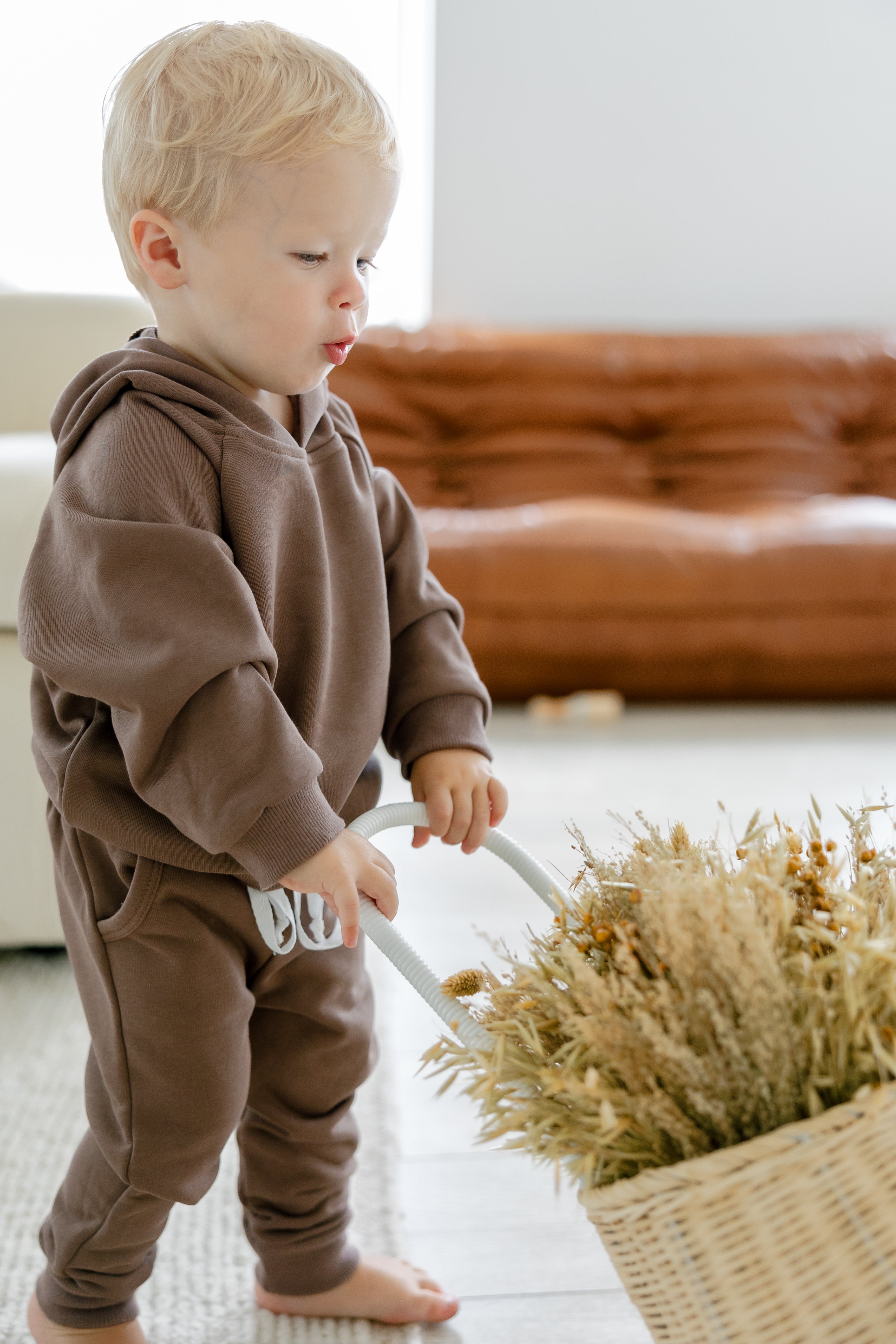 Decker Hooded Set in Brown – Consciously Baby