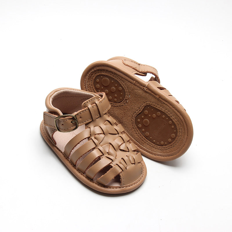 Baby Leather Indie Sandal | Color 'Tan' | Soft Sole – Consciously Baby