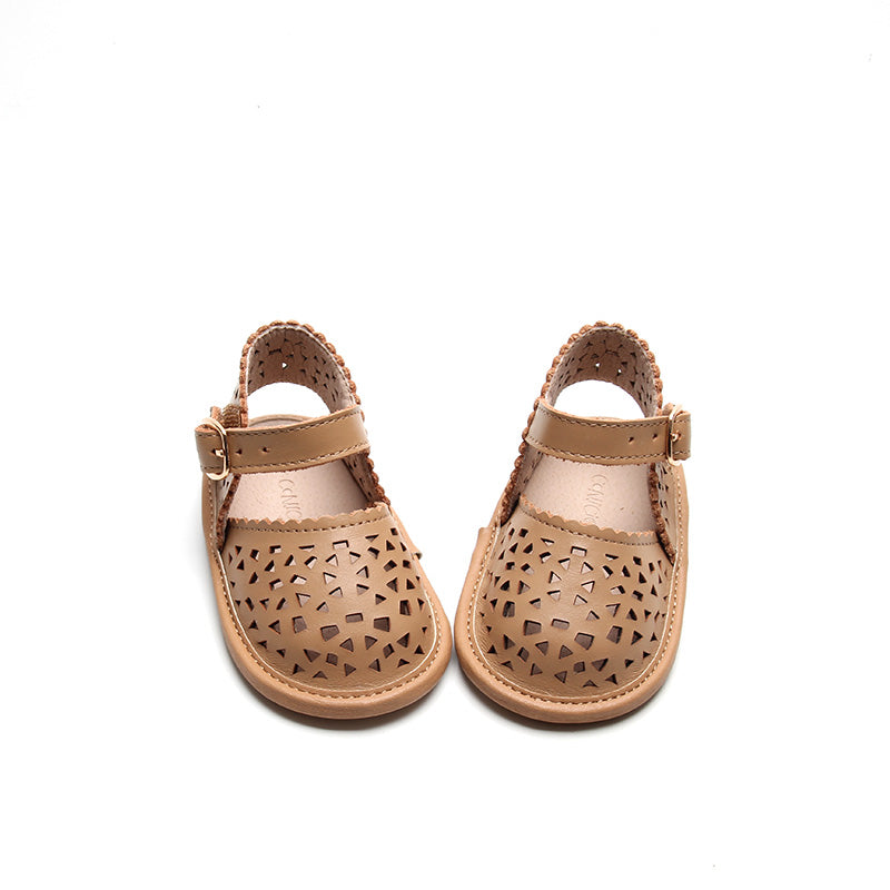 Baby Leather Pocket Sandal | Color 'Tan' | Soft Sole – Consciously Baby